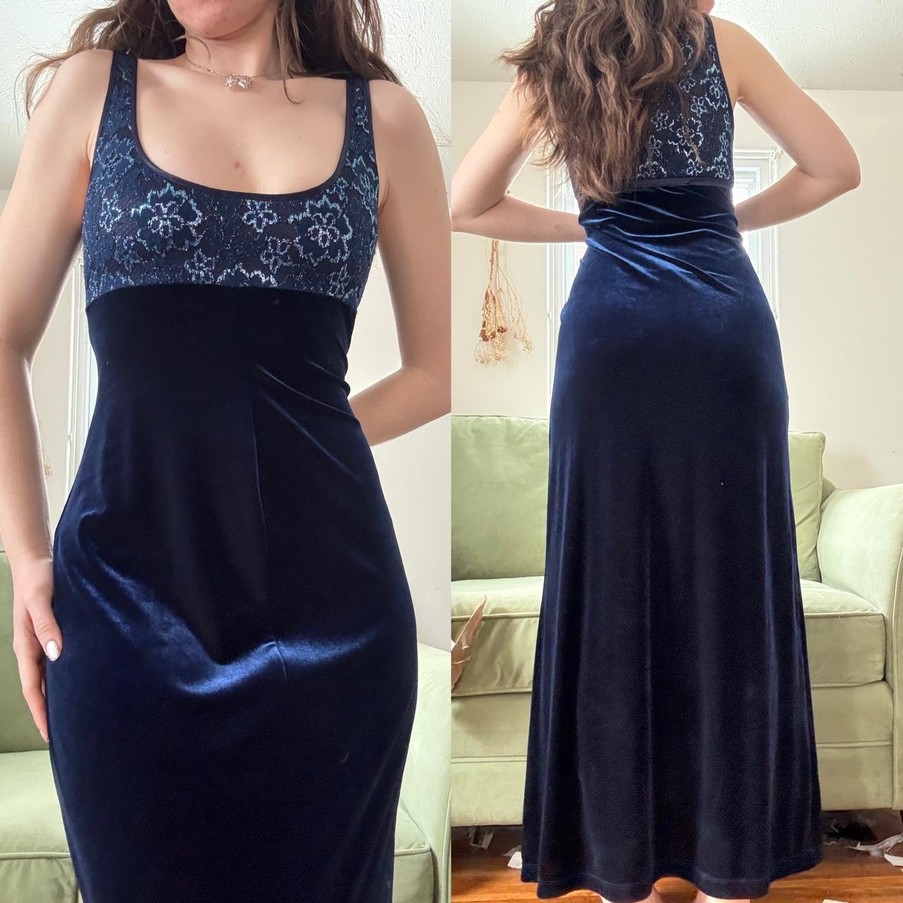 Blue Velvet Dress Stunning vintage dark velvet... | Depop