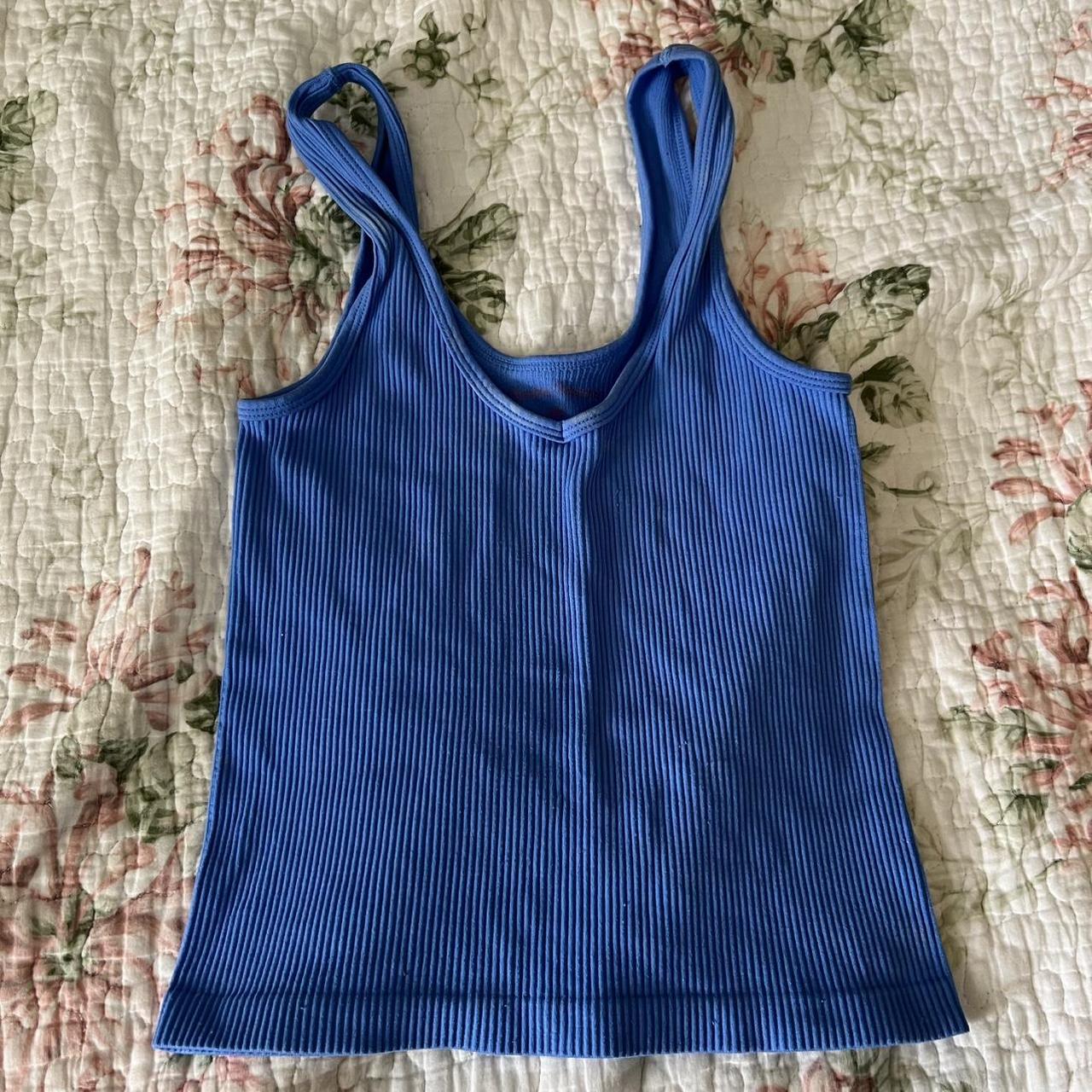 blue ribbed tank top ༉‧₊˚ brand / secret... | Depop