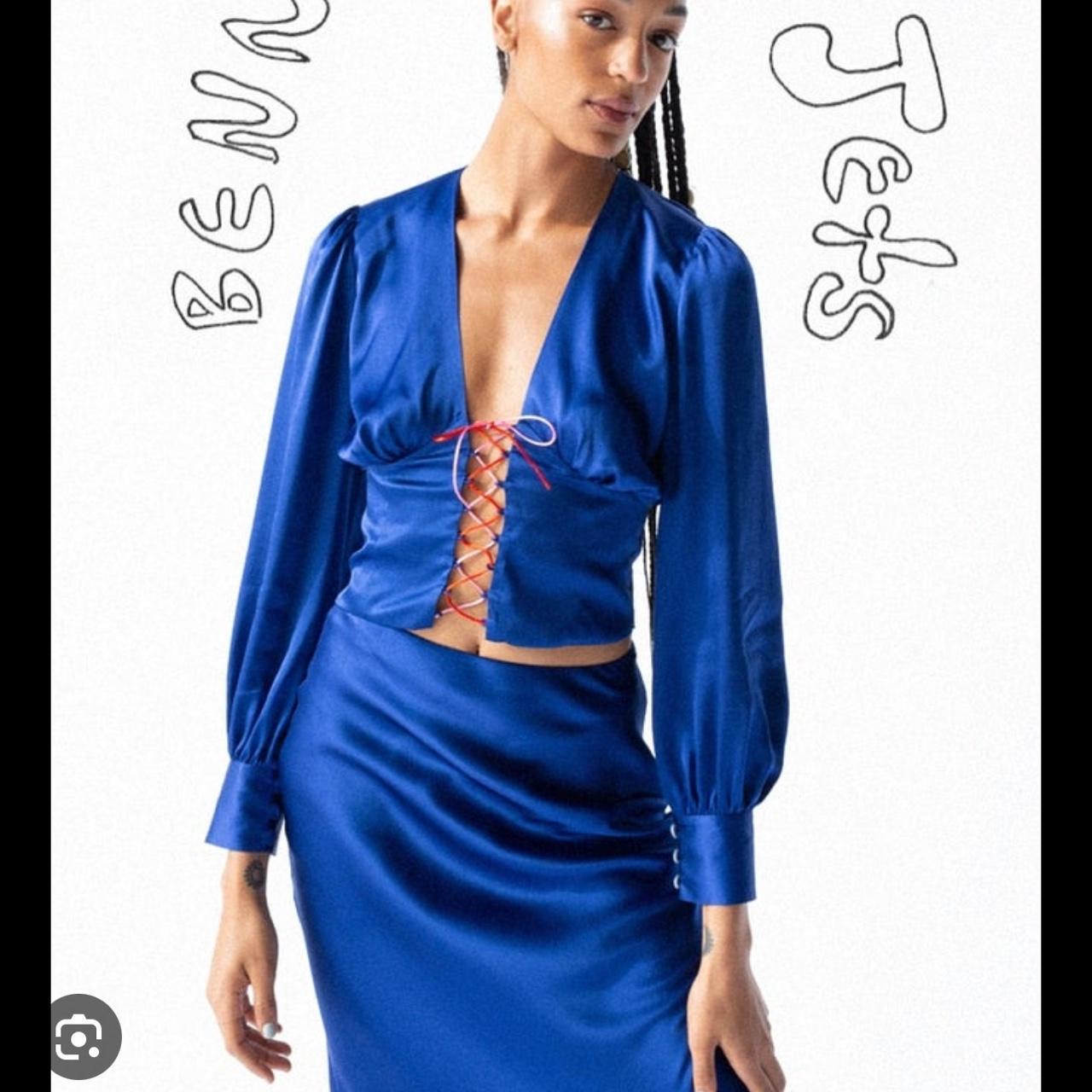 realisation par silk blue top worn a few times, good... - Depop