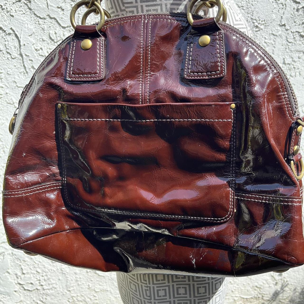 chocolate patent leather legacy coach purse some... - Depop