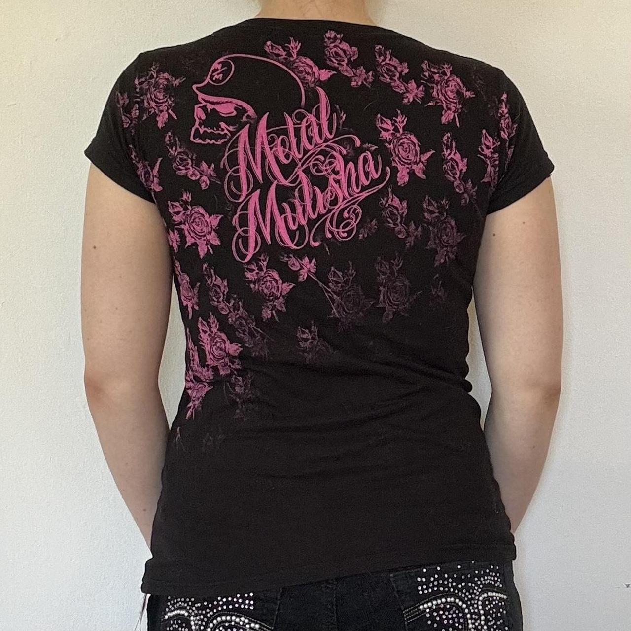 Metal Mulisha T-Shirt Scene black with bright pink... - Depop