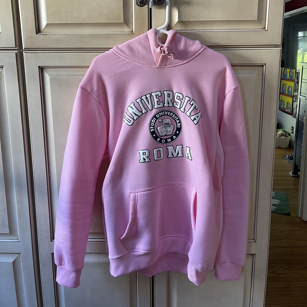 pink rome university hoodie tag says XL but fit more... - Depop