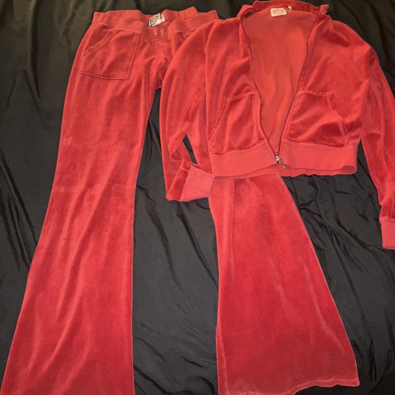 Vtg Y2k original red velour tracksuit set. Missing... - Depop