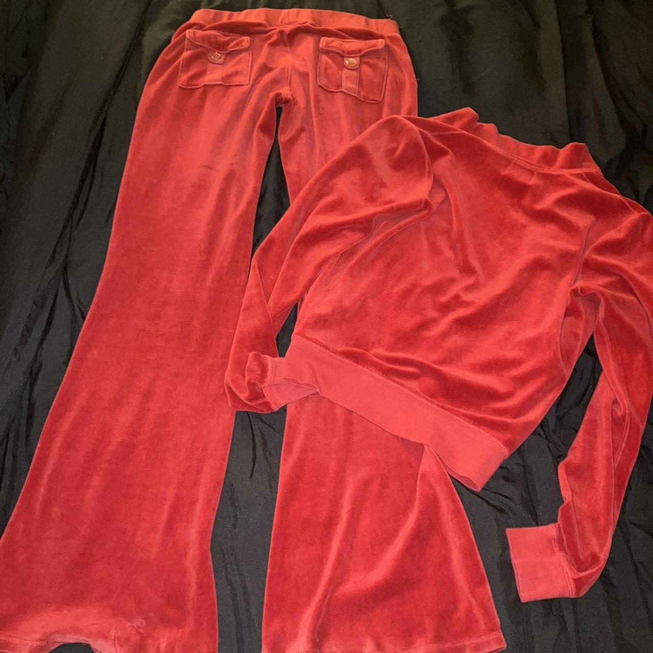 Vtg Y2k original red velour tracksuit set. Missing... - Depop