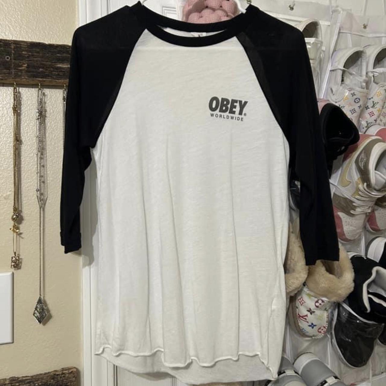🤍🖤🤍🖤🤍 Obey shirt. In great condition. Size XS in... - Depop