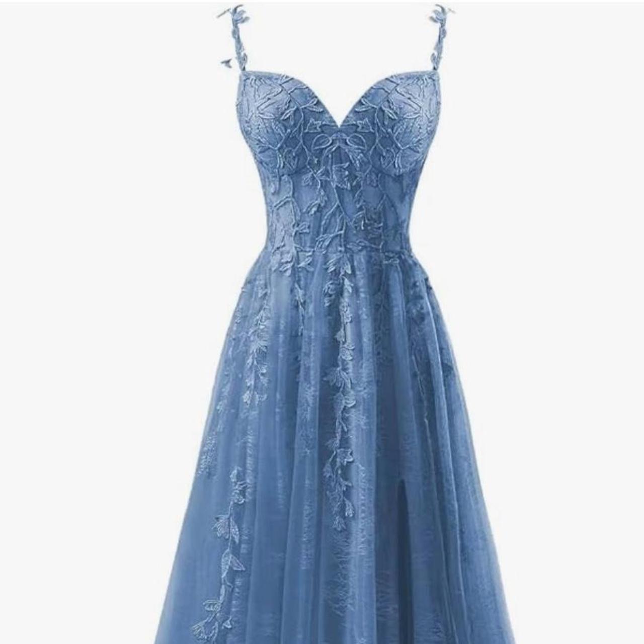 Dusty blue, Tulle Prom Dress #blue #prom #school... - Depop Dusty blue, Tulle Prom Dress #blue #prom #school... - Depop