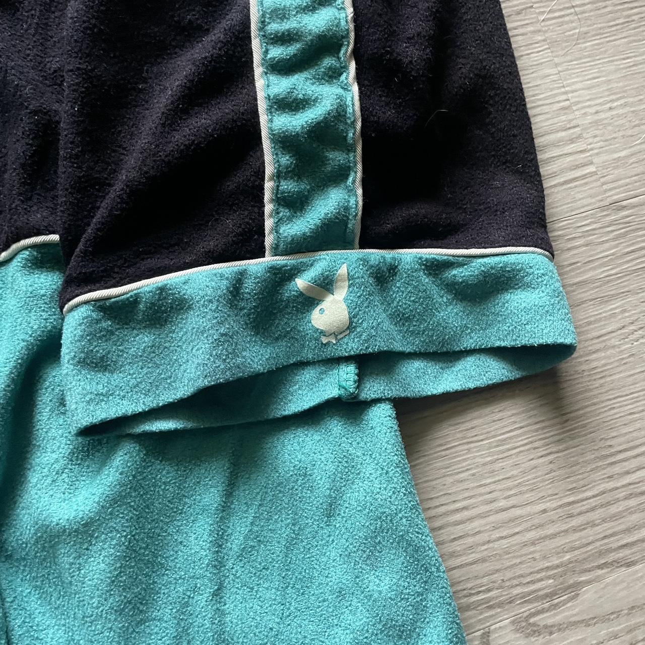Vintage 80's Playboy Hugh Hefner Black Teal Robe... - Depop