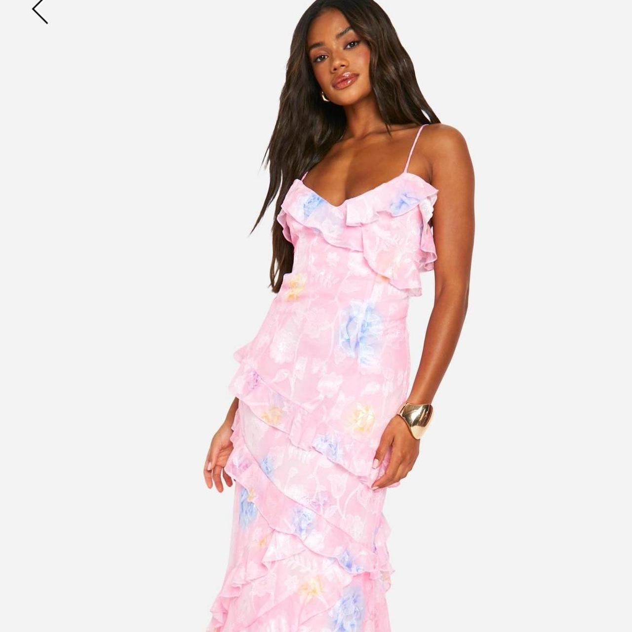 BOOHOO Jacquard ruffle maxi dress. exact dupe for... - Depop