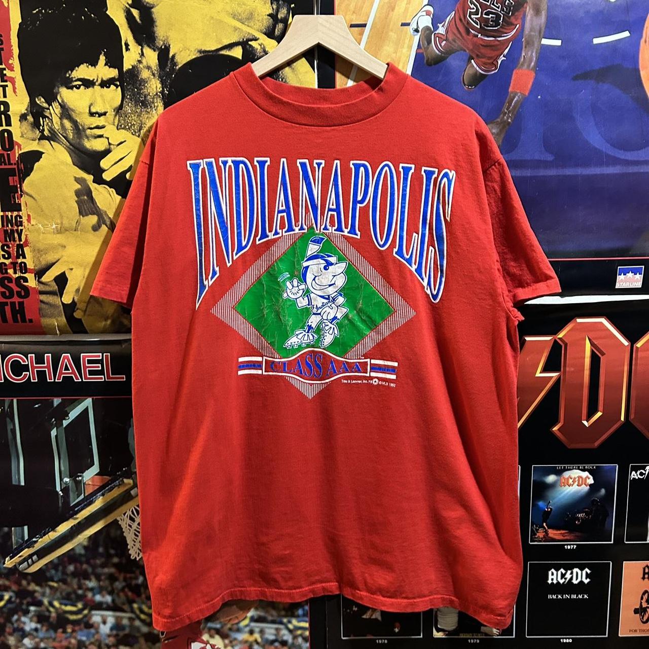 Vintage 90s Red Indianapolis Indians Minor League... - Depop