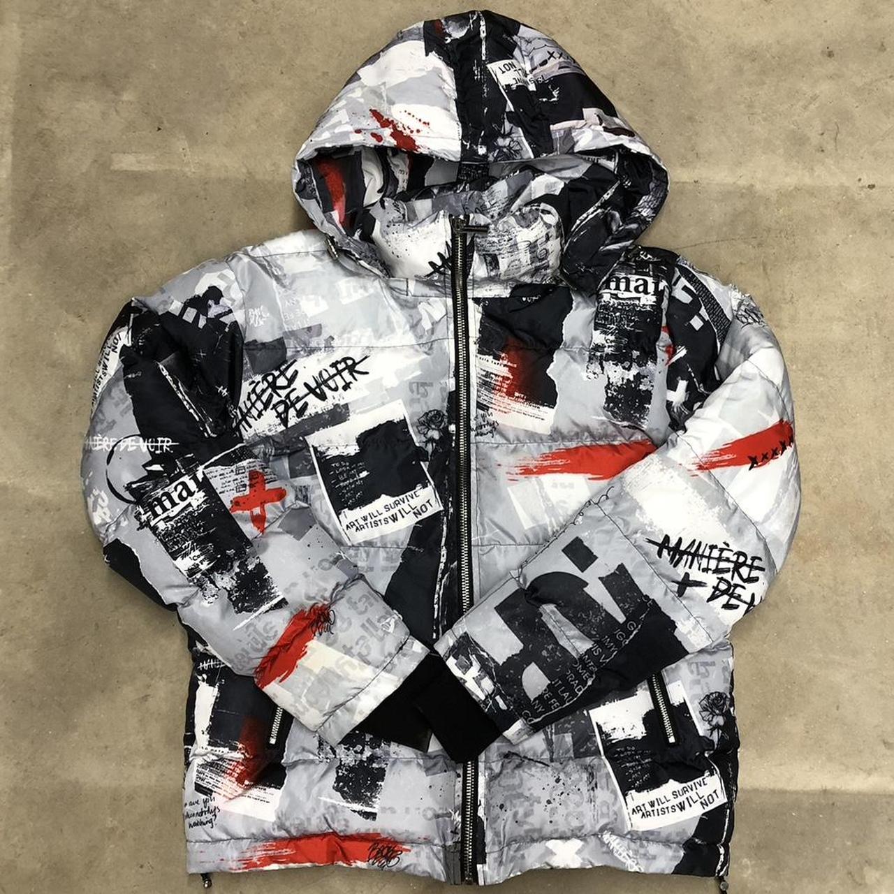 Unique Puffer Jacket with AOP (all over print)... - Depop