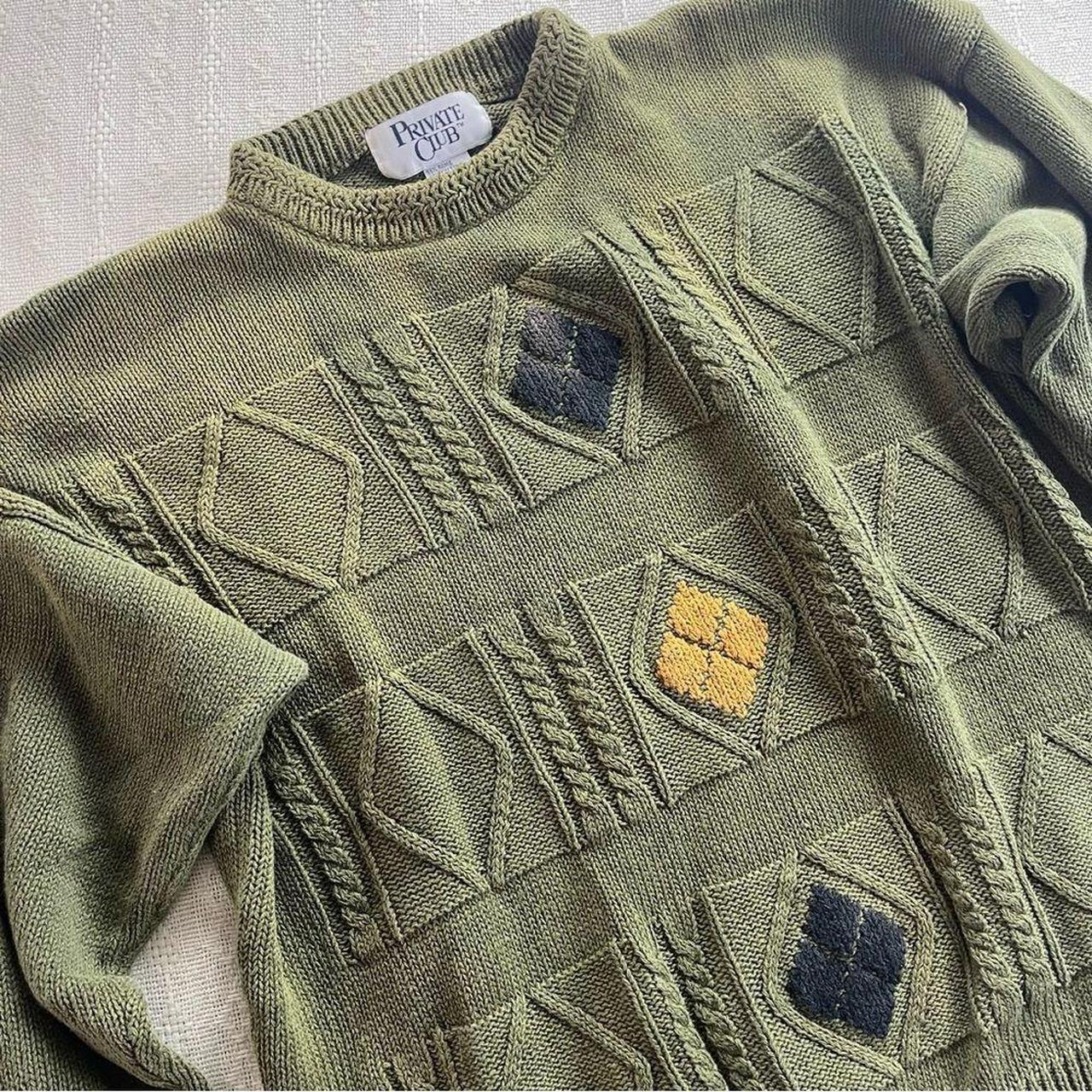 Argyle Cable Knit Pullover Vintage 90s Faded Green Depop