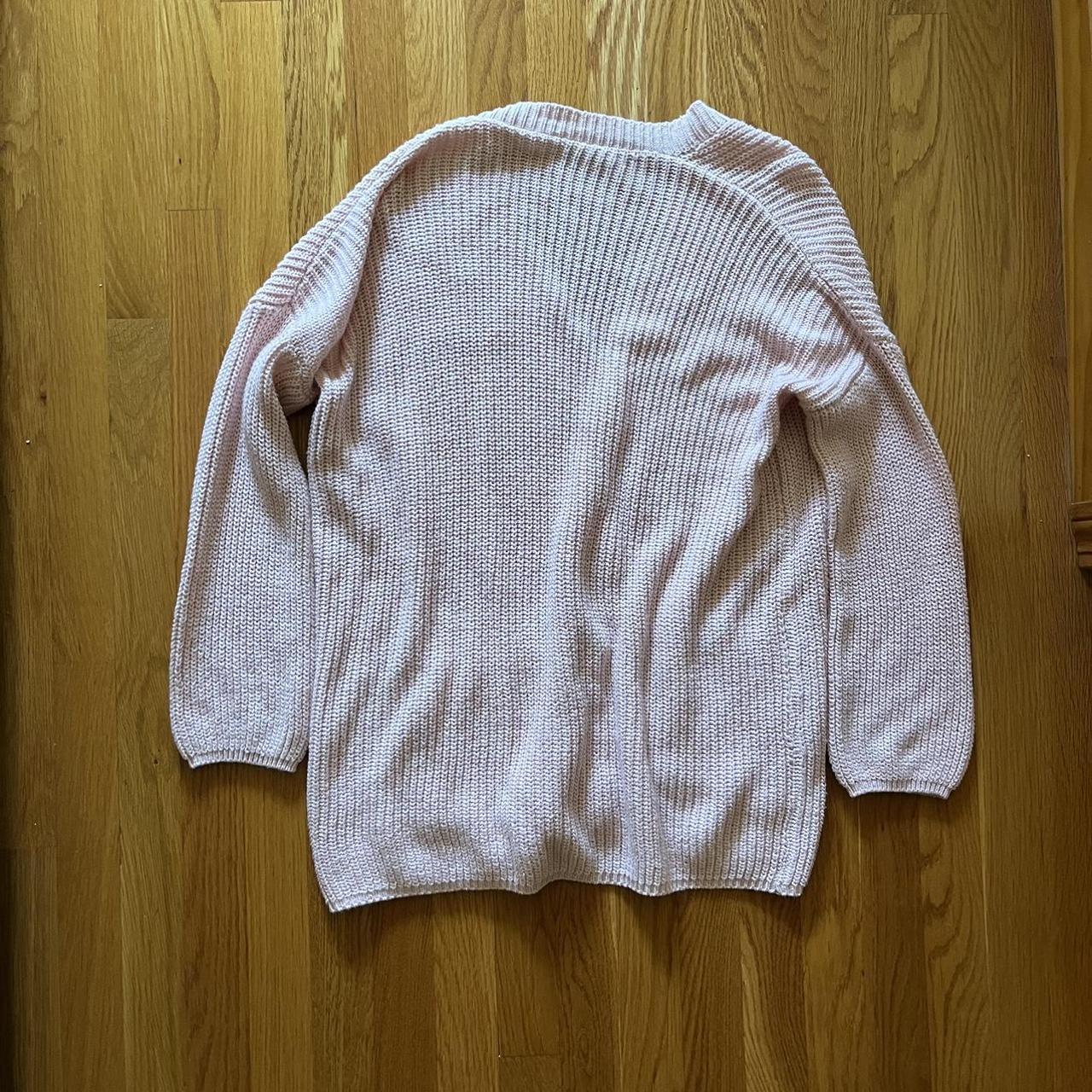 Oversized baby pink button up sweater with workable... - Depop