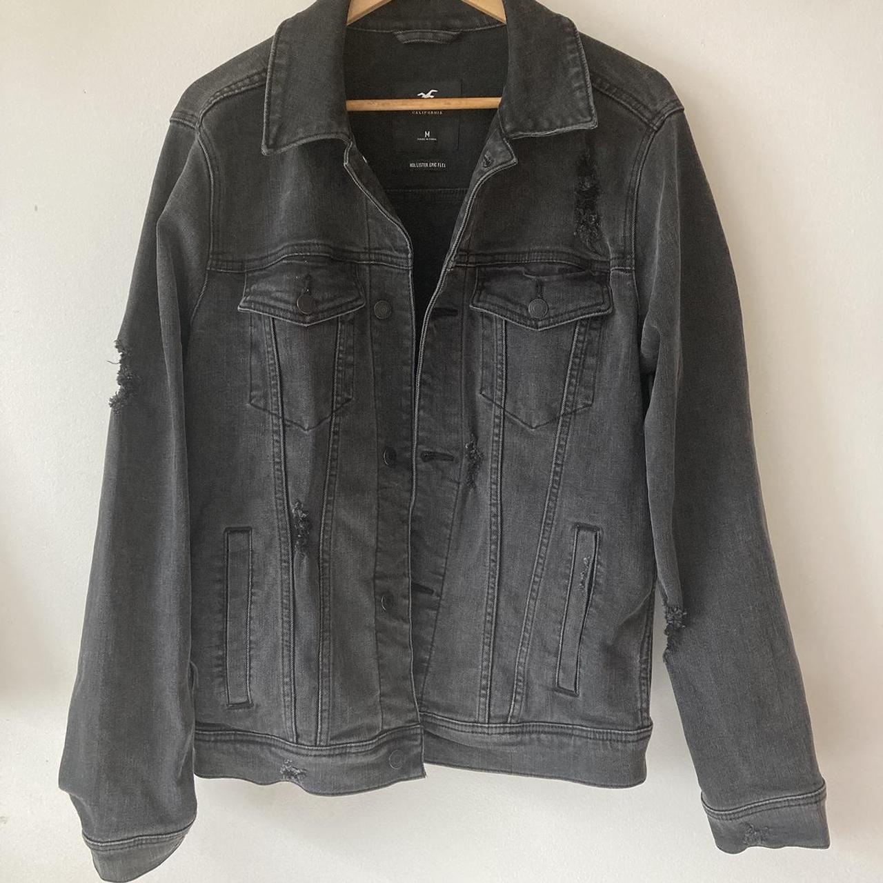 Hollister faded black ripped denim jacket Men’s... - Depop