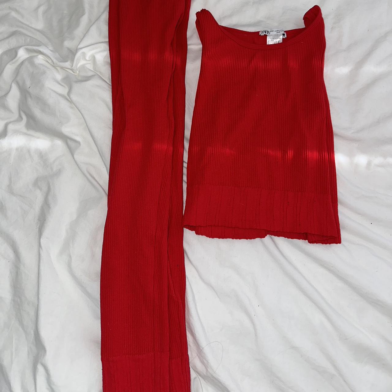 Zara red ribbed set 🍓 Worn once Perfect condition... - Depop