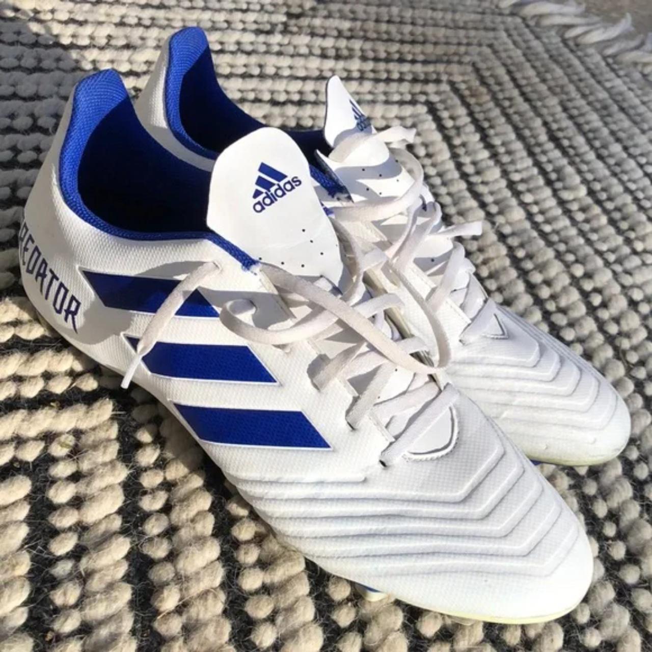 Blue and White Soccer Predator Cleats Size 11.5 - Depop