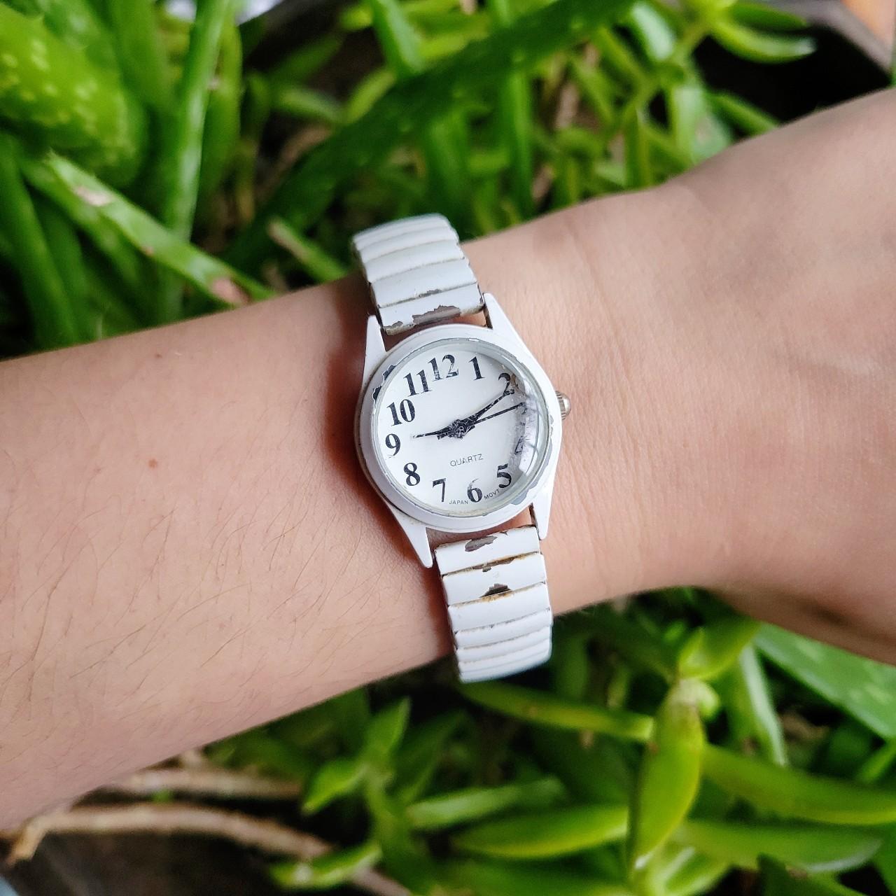 Vintage White Quartz Stretch Watch. Approx 6.5"... - Depop