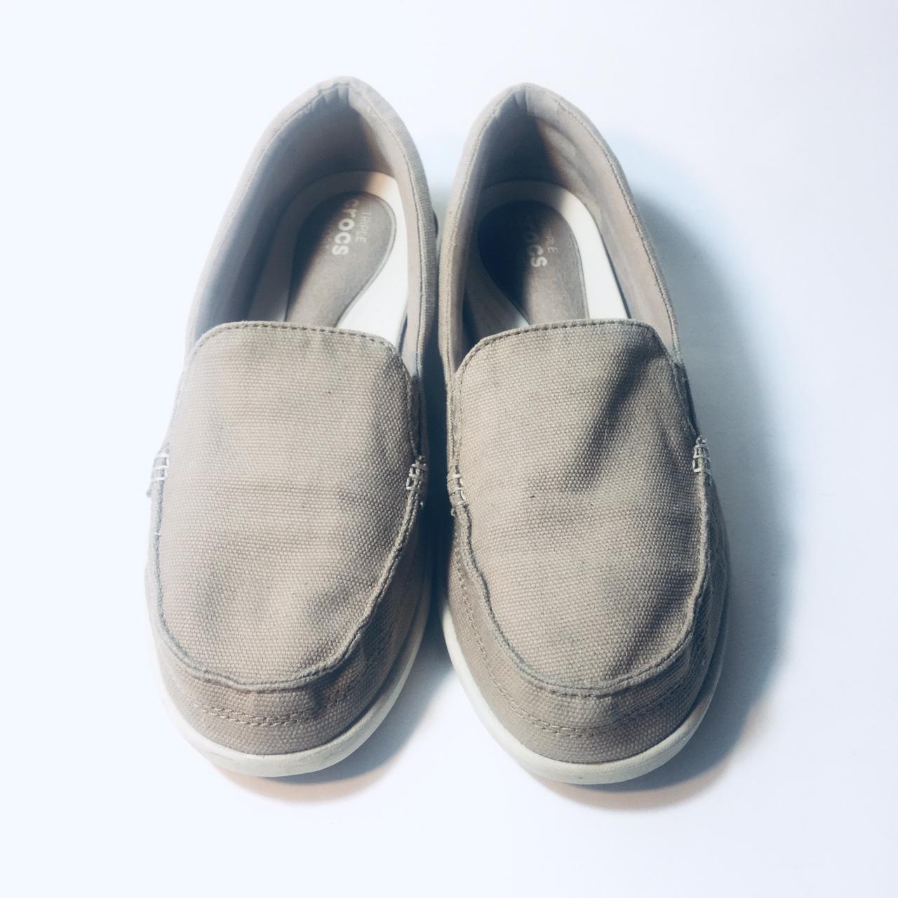 Crocs Walu II Beige Tan Canvas Loafers Moccasins... | Depop