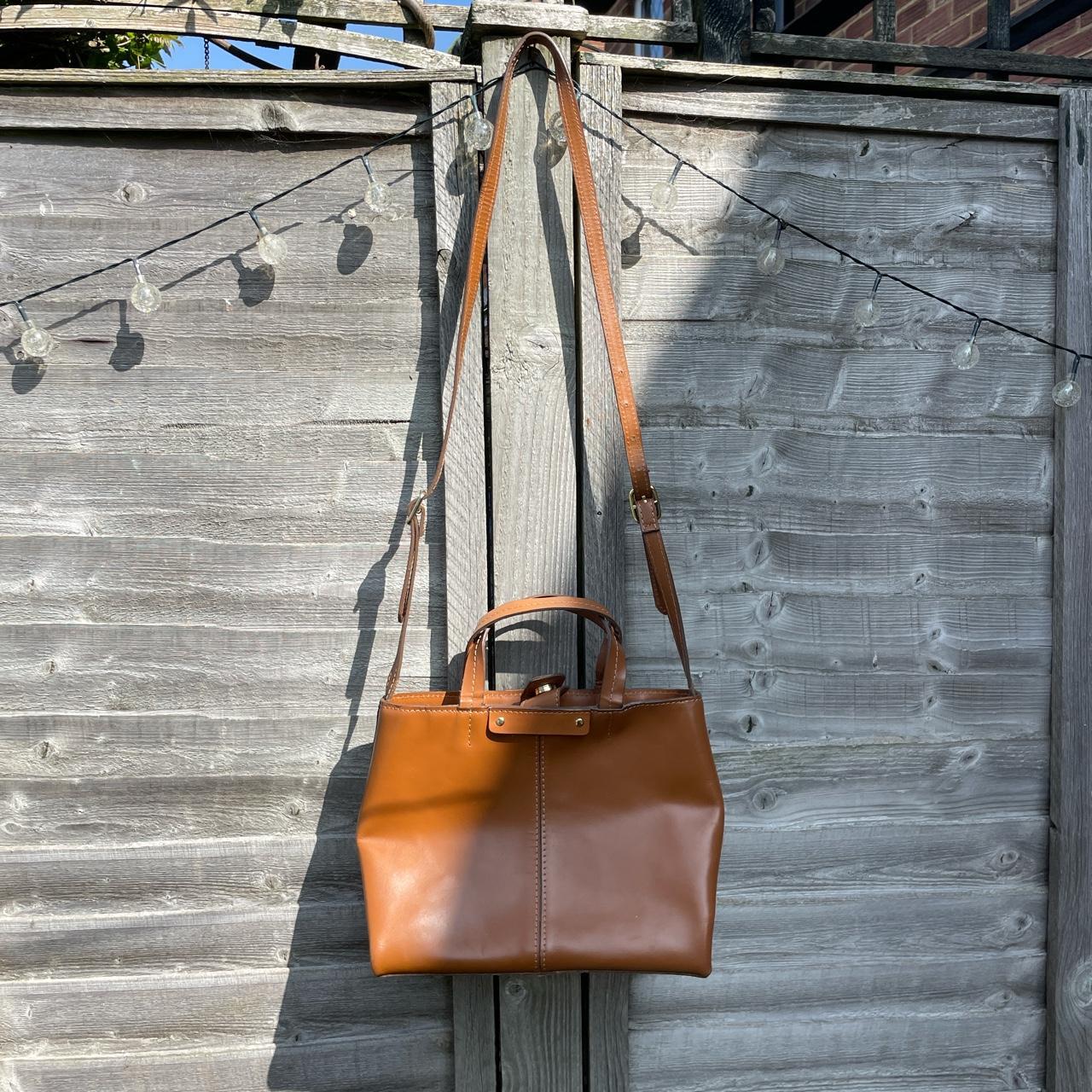 Zara Tan Leather Tote Bag with short and long... - Depop