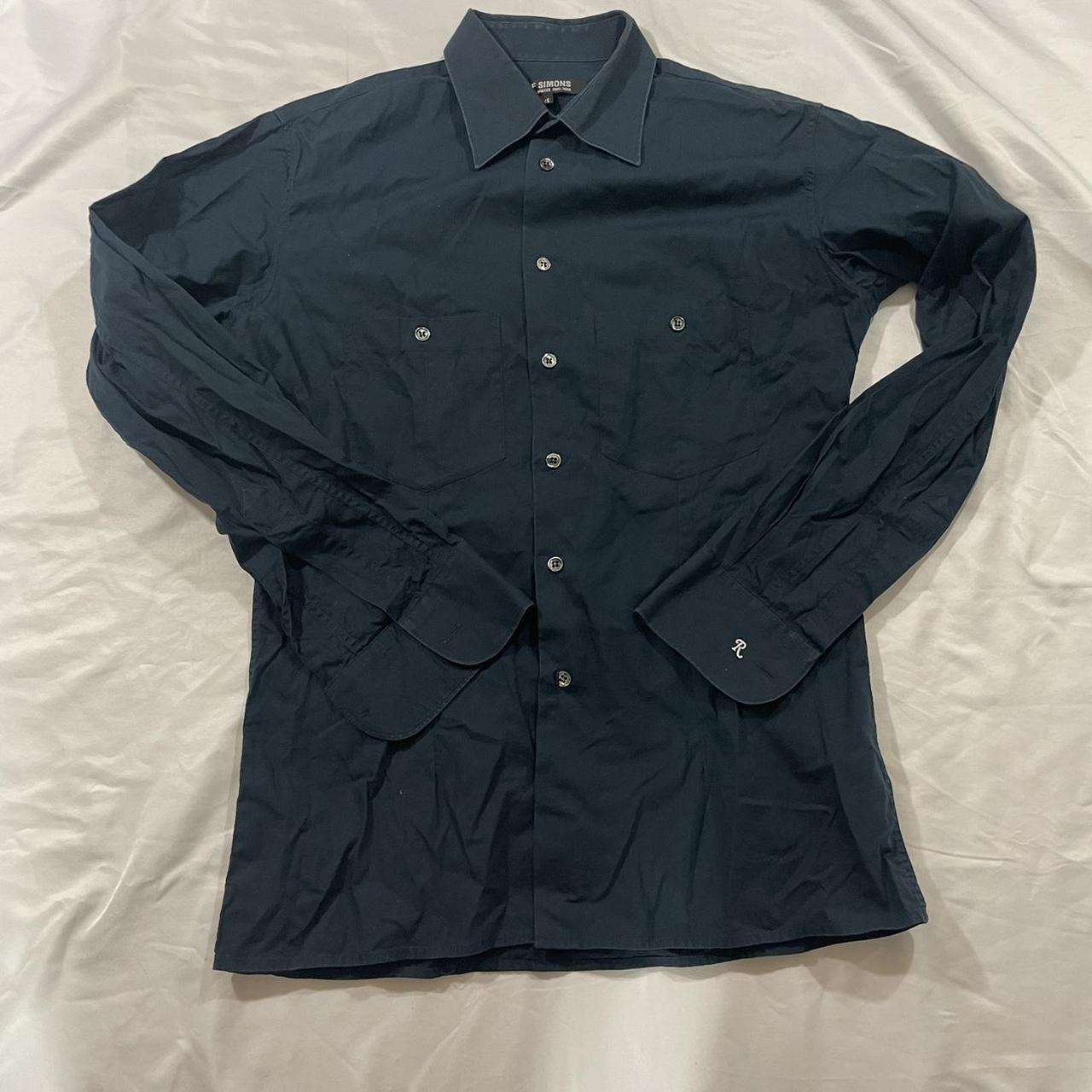 Raf Simons 2005 military button up Navy Blue Size 46... - Depop