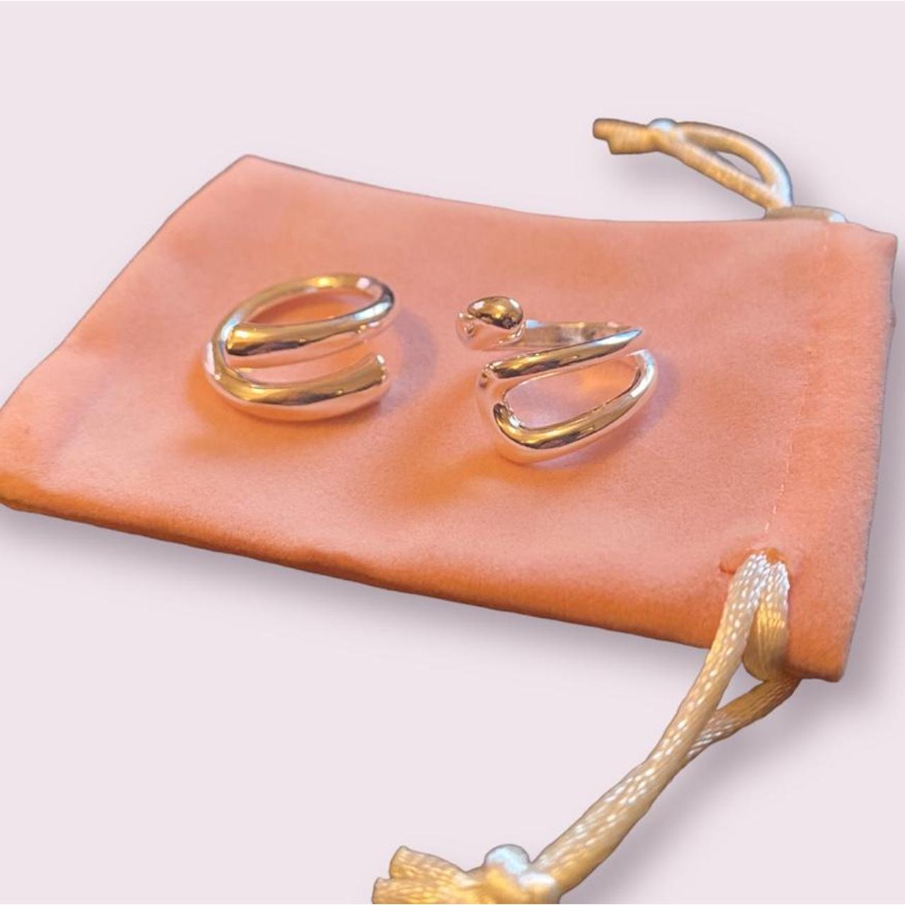 Set of 2 Silver Stainless Steel Wraparound Cybercore... - Depop