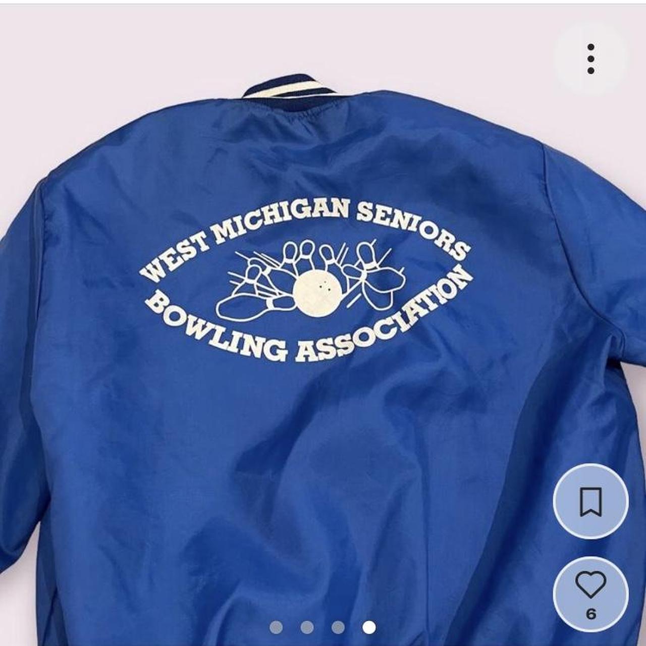 🤍 vintage bomber jacket bowling varsity... - Depop