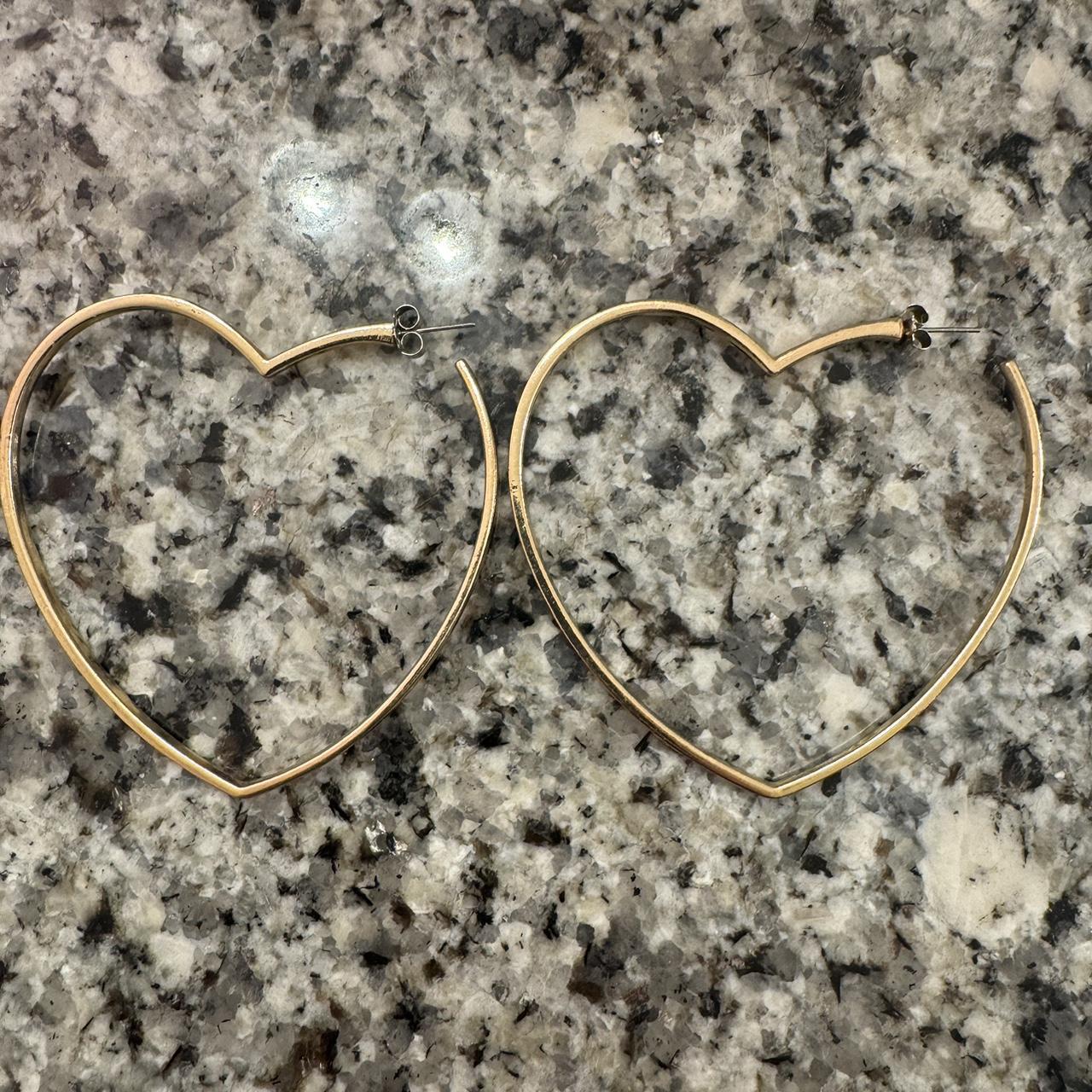 Gold Heart Shaped Hoops!! - Depop