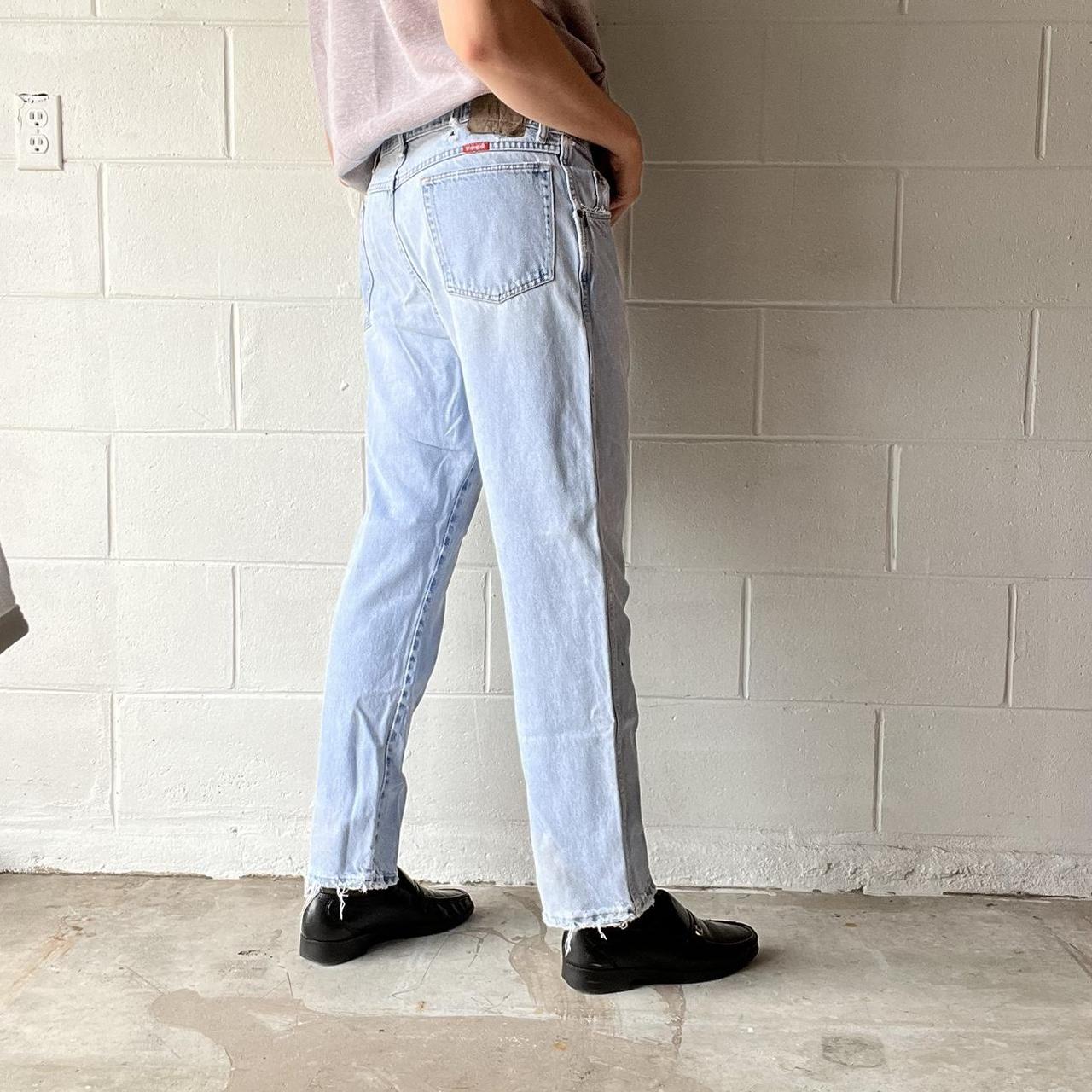 Wrangler Men's Blue and Red Jeans | Depop
