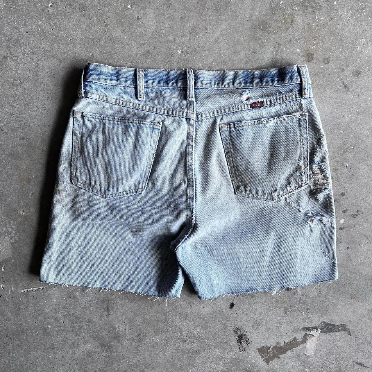 Vintage distressed, rustler denim shorts. Waist: 17... - Depop