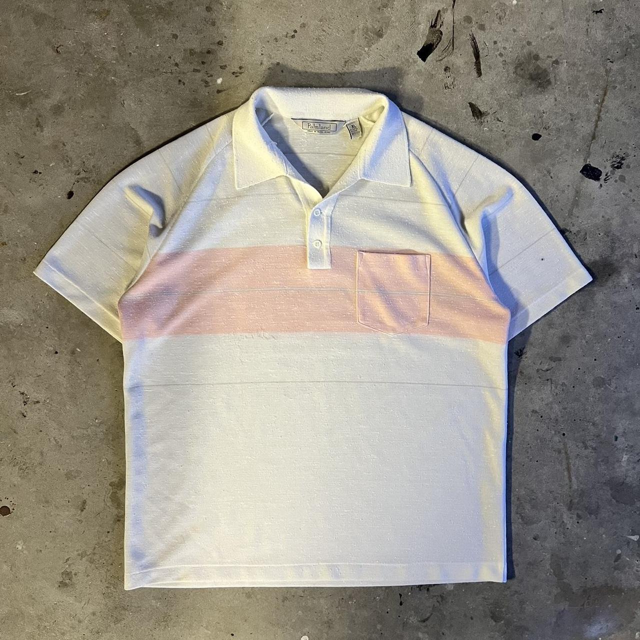 Vintage retro soft colored collar shirt Chest: 22.5... - Depop