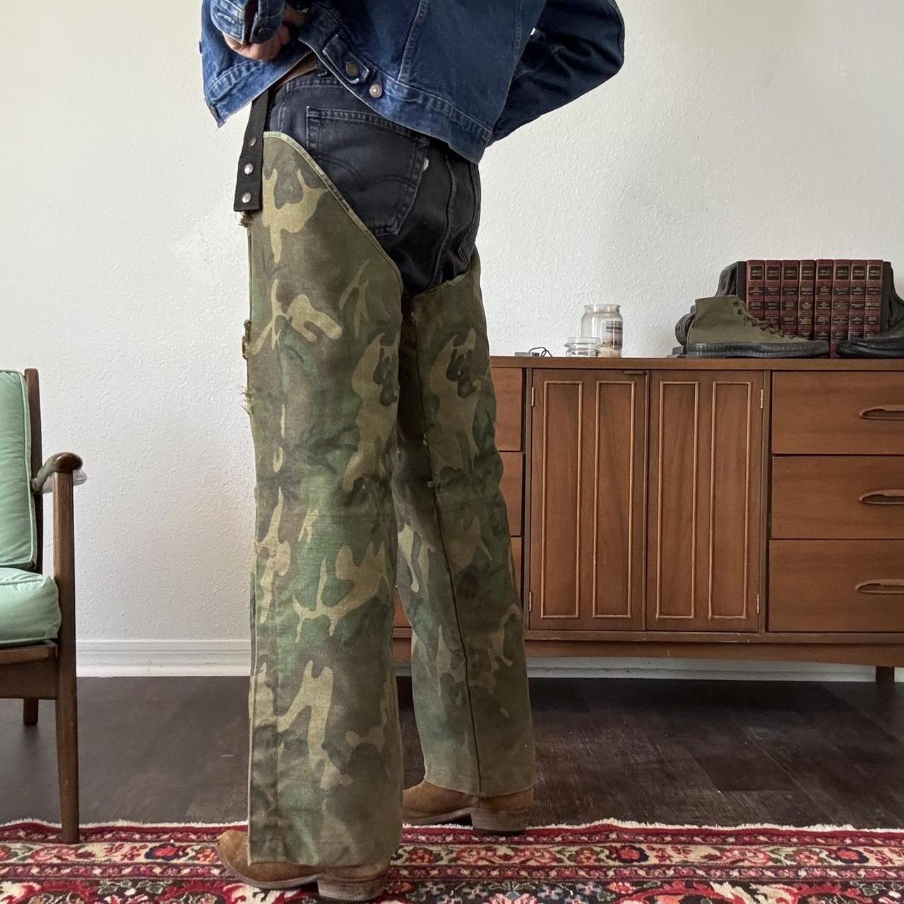 True vintage 1970s canvas camouflage chaps. Length:... - Depop