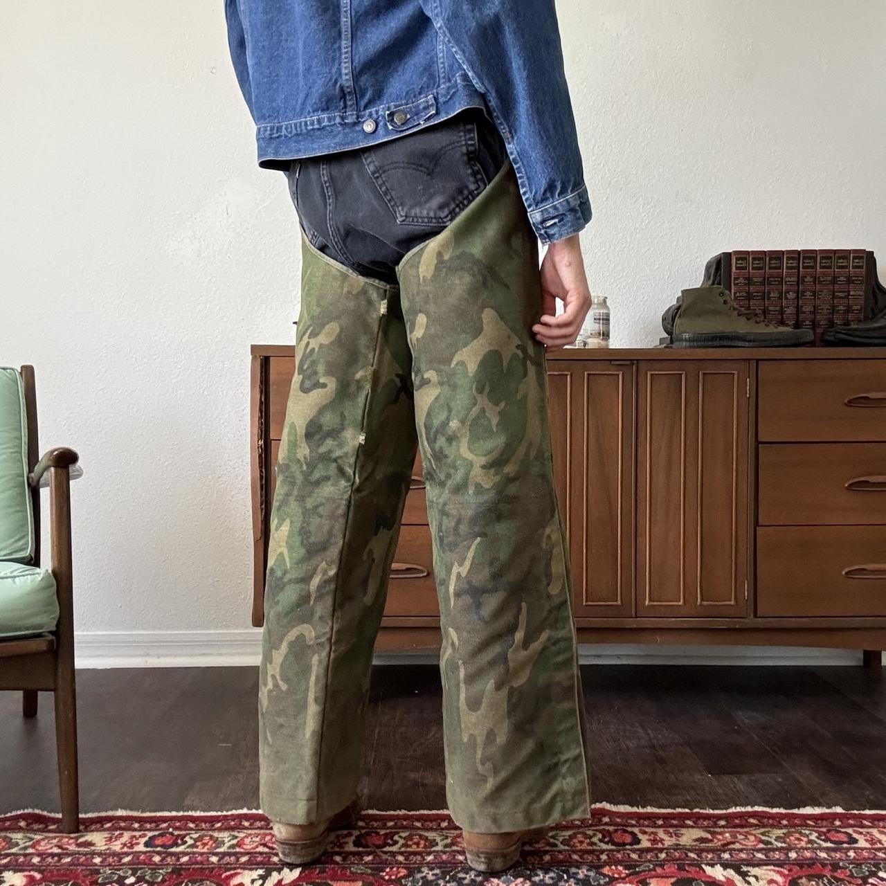 True vintage 1970s canvas camouflage chaps. Length:... - Depop