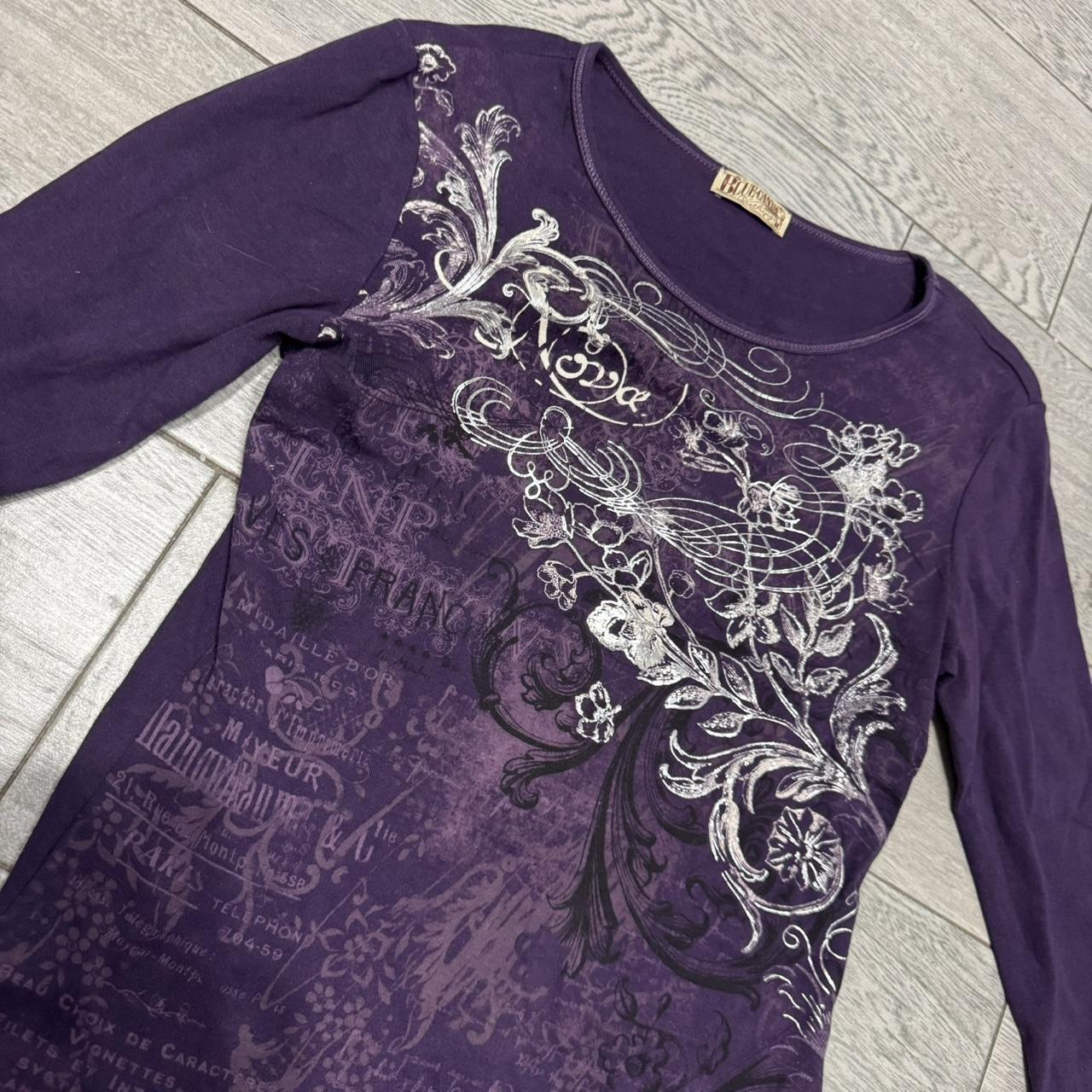 Y2k Purple quarter sleeve womens shirt super cute... - Depop