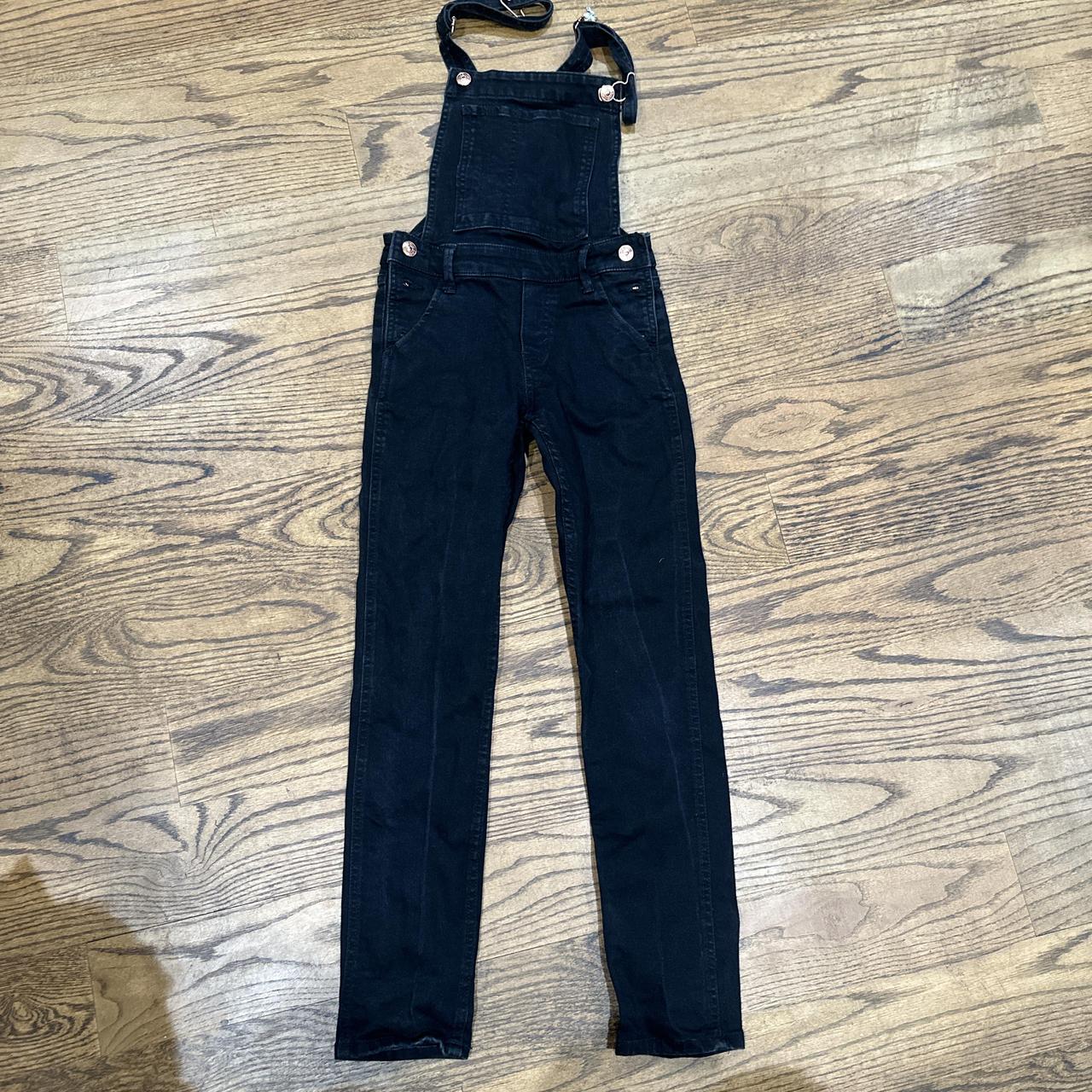 Black denim overalls with adjustable straps and... | Depop