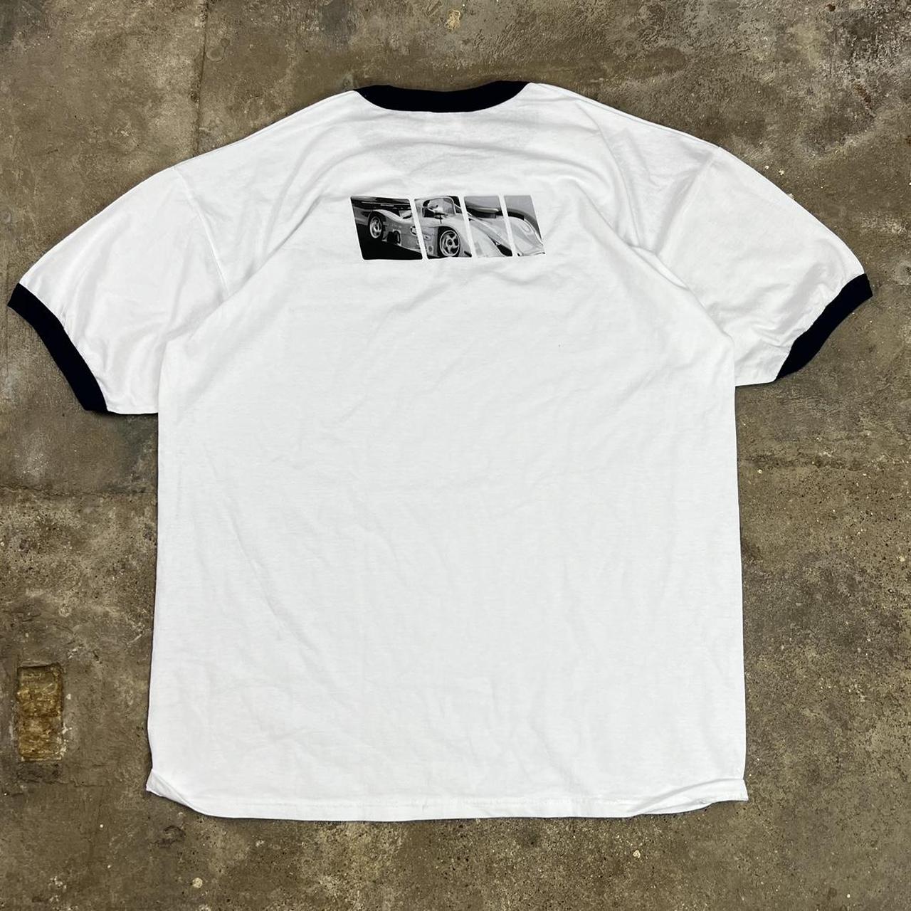 Vintage 90s box logo racing white t-shirt Size XL - Depop