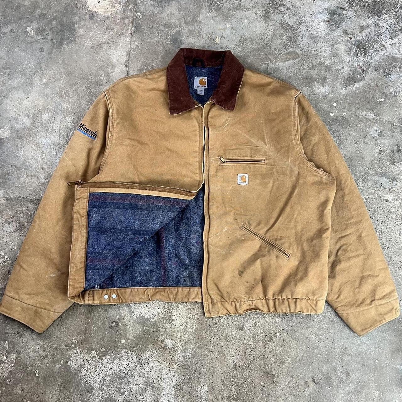 Vintage 90s Made In USA Carhartt Detroit Blanket... - Depop