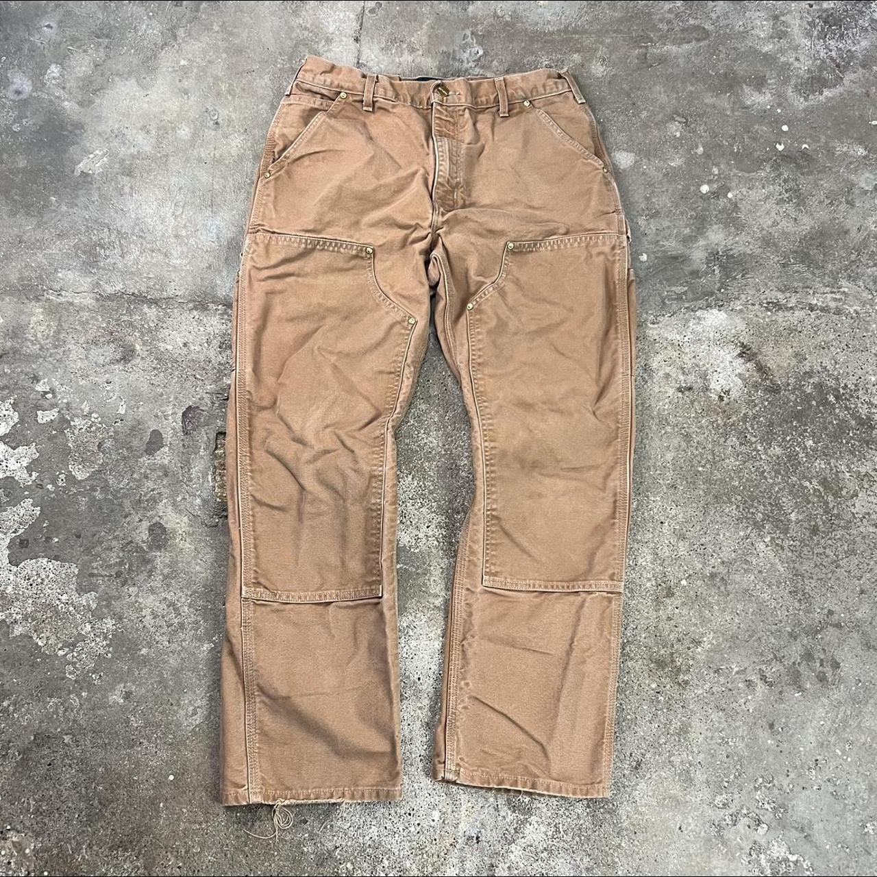 Vintage Tan Carhartt Double Knee Pants Size 33x30 - Depop