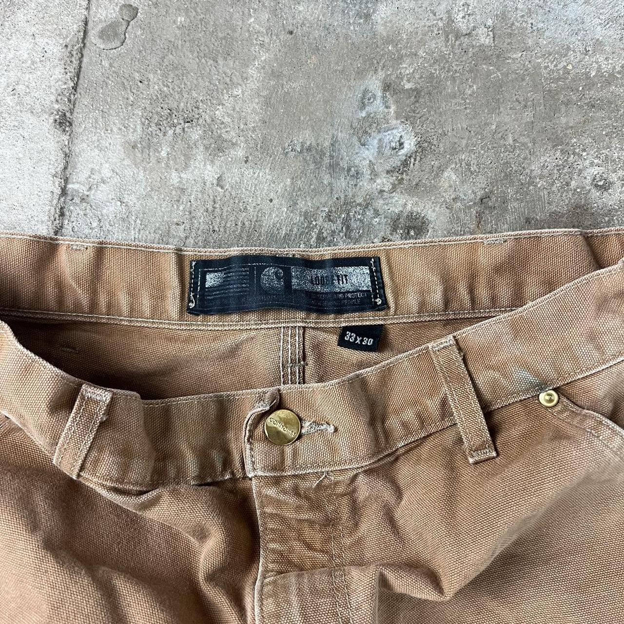 Vintage Tan Carhartt Double Knee Pants Size 33x30 - Depop