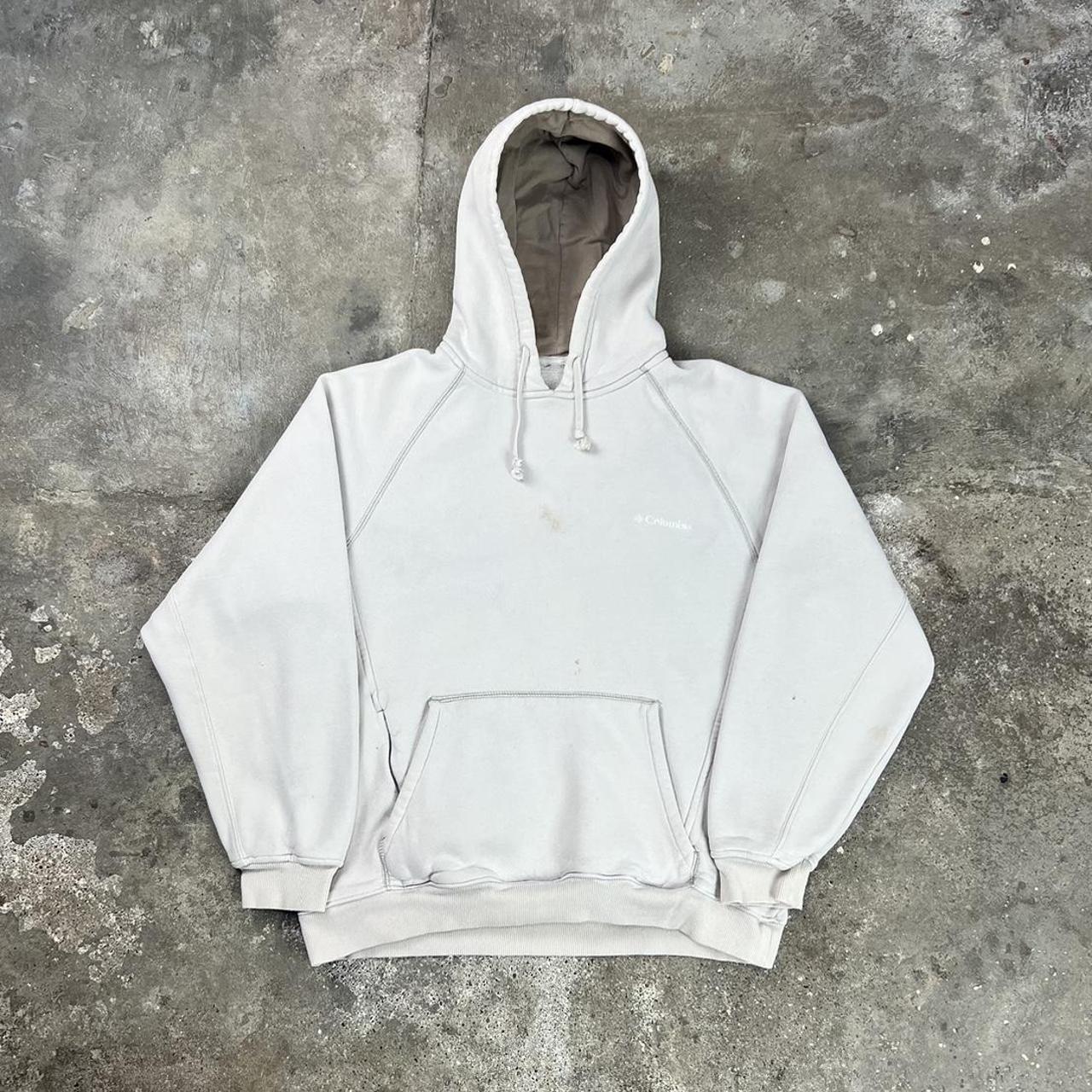 Vintage 90s Tan Columbia hoodie - Size for like a... - Depop
