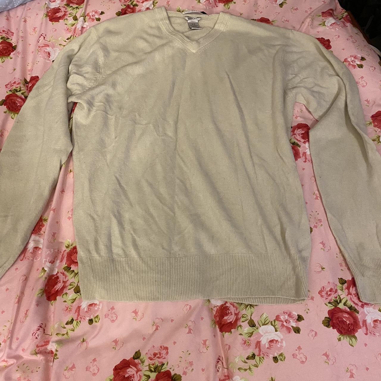 soft cream long sleeve sweater geoffrey beene size m - Depop