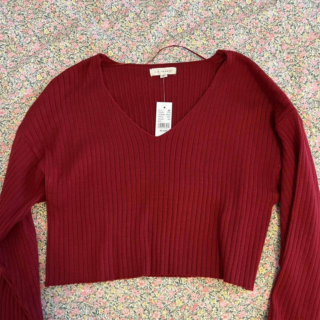 LA hearts red cropped sweater from pacsun - super... - Depop