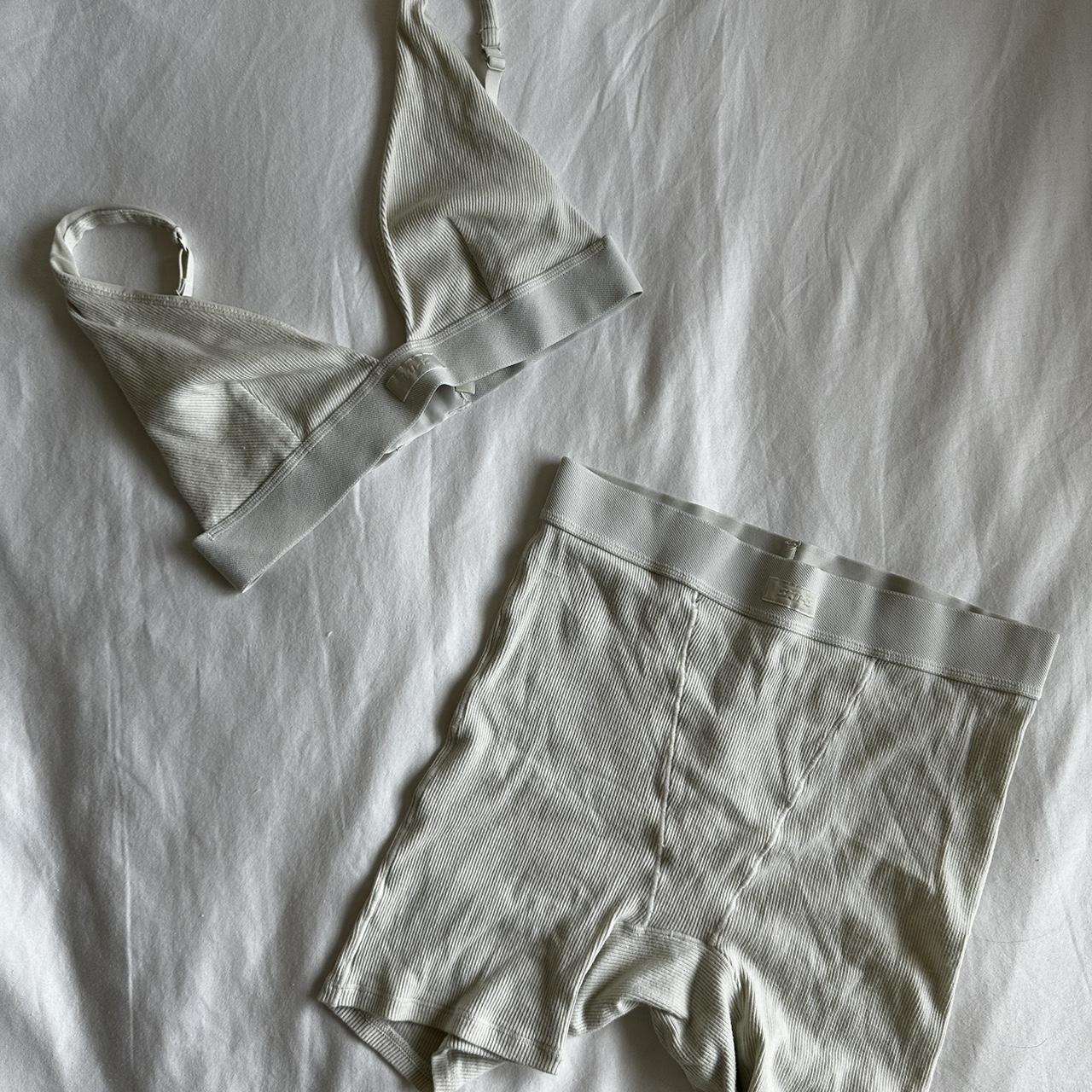 Skims Cotton Plunge Set - in color bone - top is... - Depop