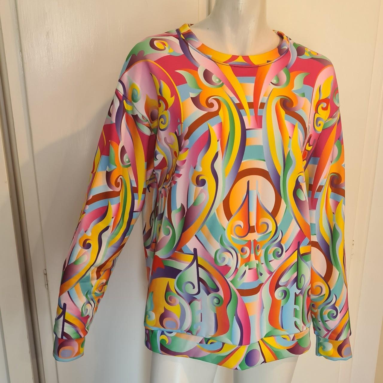 Ladies size S #Colourful #Abstract pattern #Jumper... - Depop