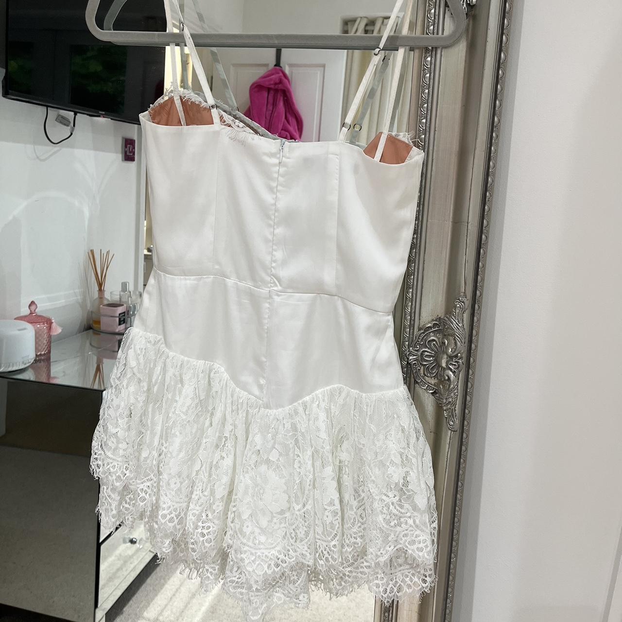 💕 White lace playsuit size M but would say is a size... - Depop