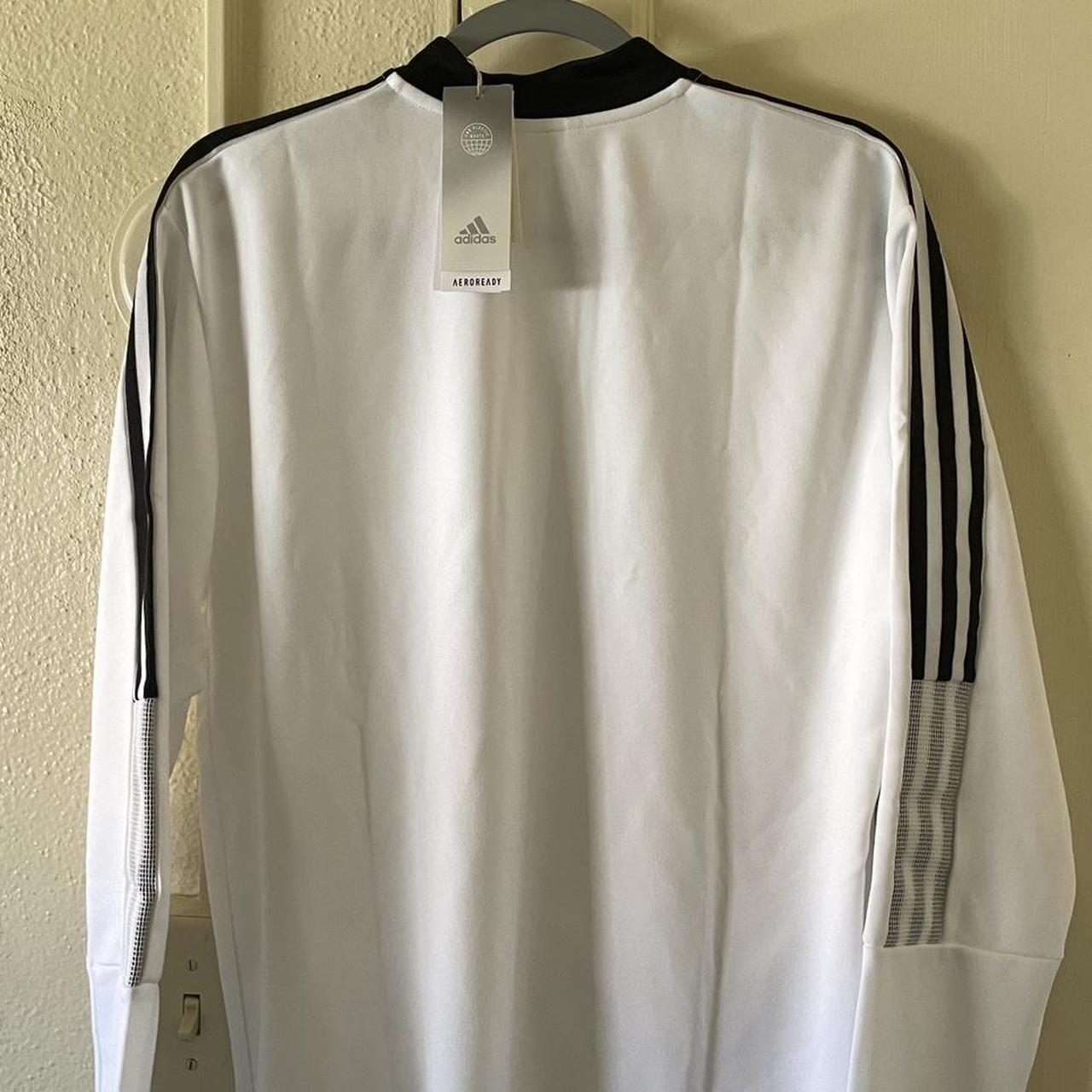 ADIDAS WHITE AND BLACK SPORTS JACKET🐼 SIZE:... - Depop