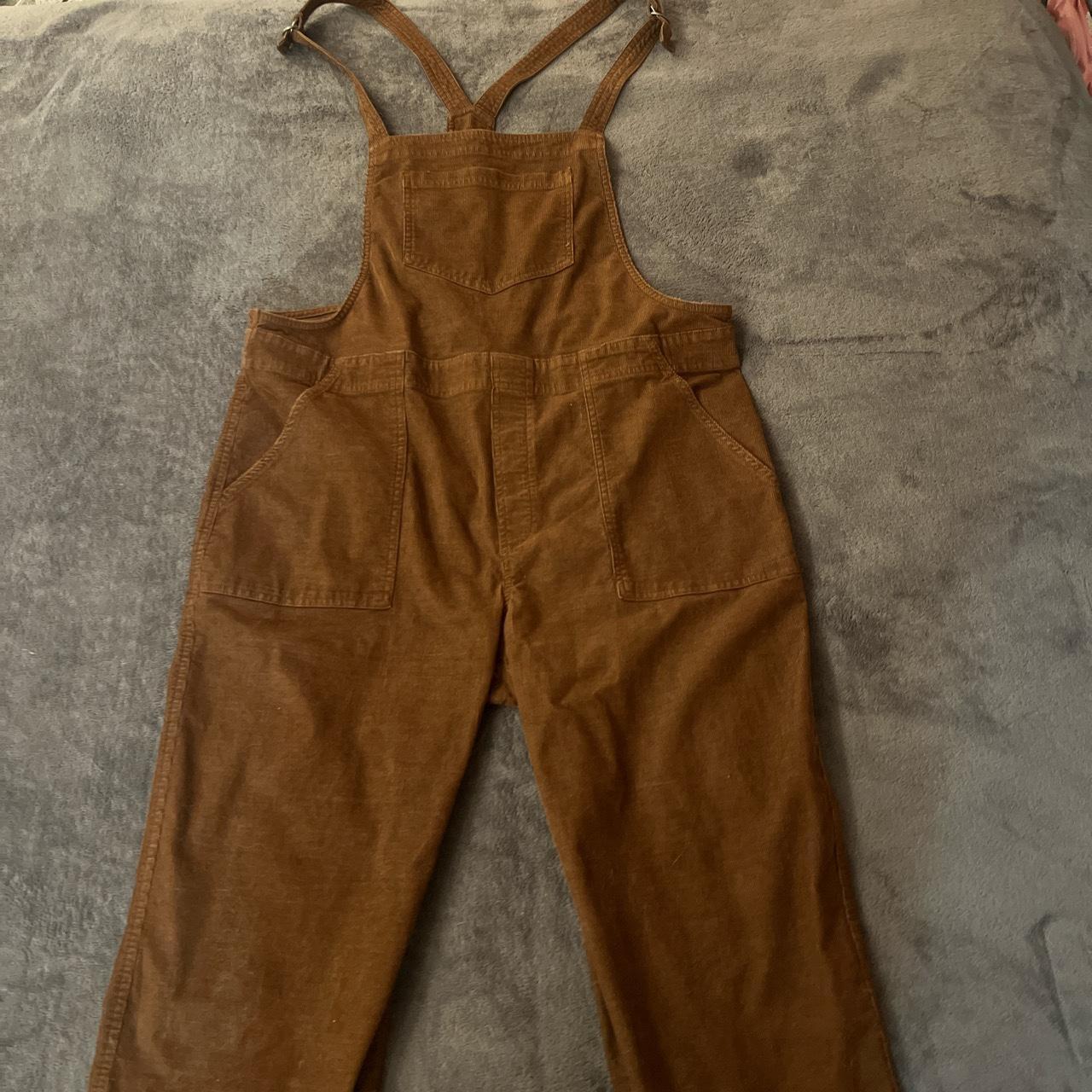 brown corduroy overalls. lightly worn, excellent... - Depop