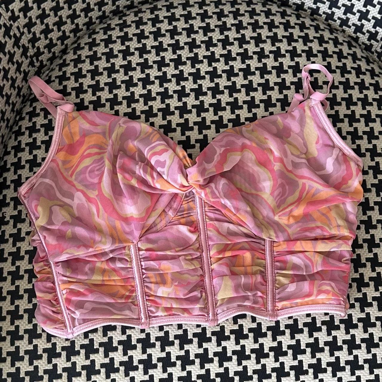 Glassons pink patterned corset top Actually one of... - Depop