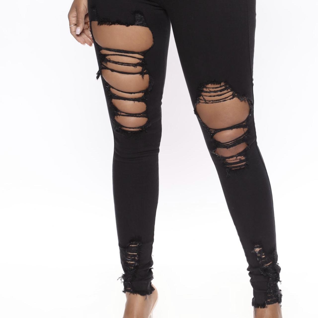 Fashionnova black ripped skinny jeans Brand:... - Depop