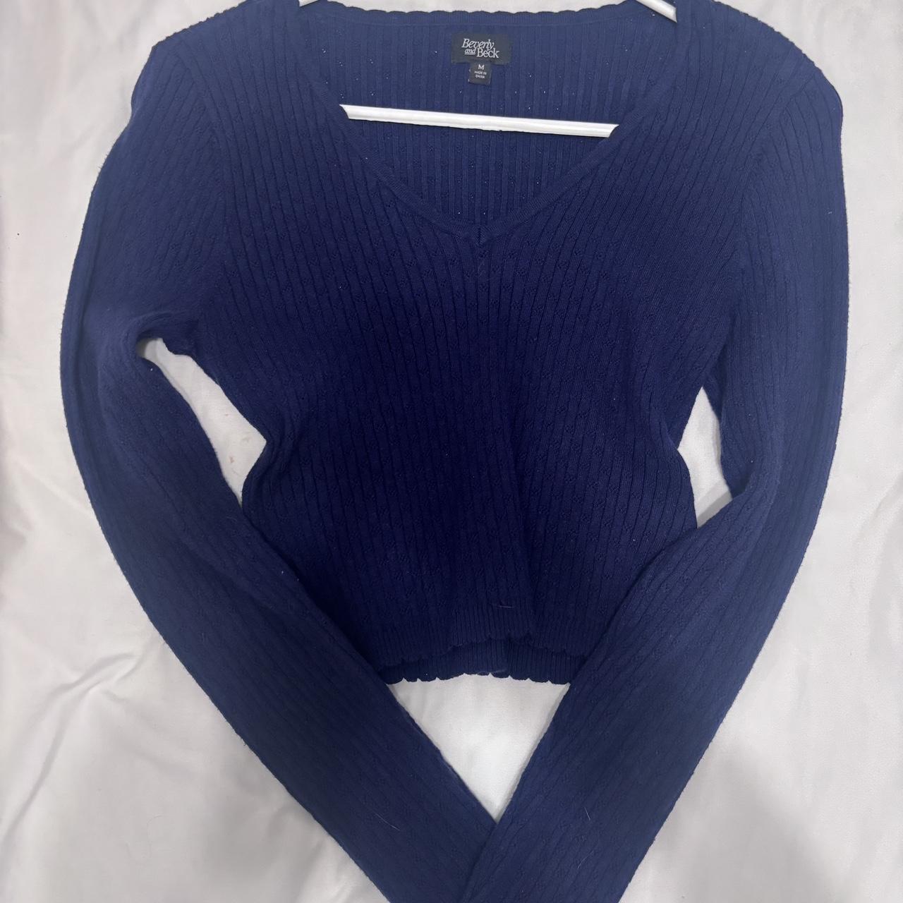 pacsun navy cropped knit top! slightly cropped navy... | Depop
