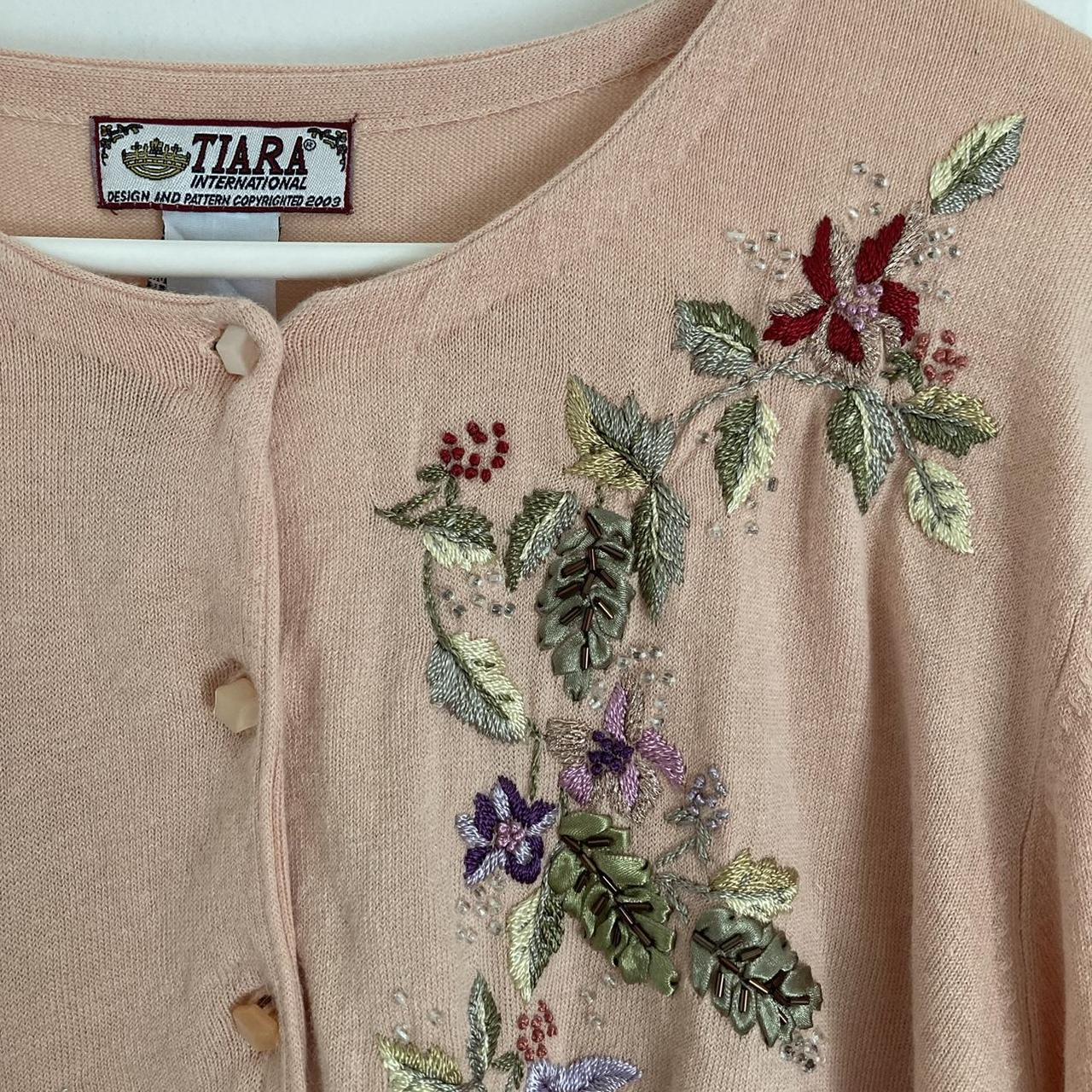 Tiara International Women's Pink and Orange Cardigan | Depop