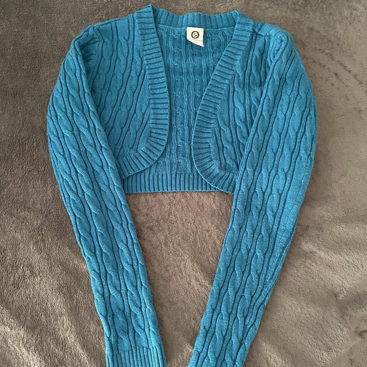 turquoise small cute cardigan soft throw over... - Depop